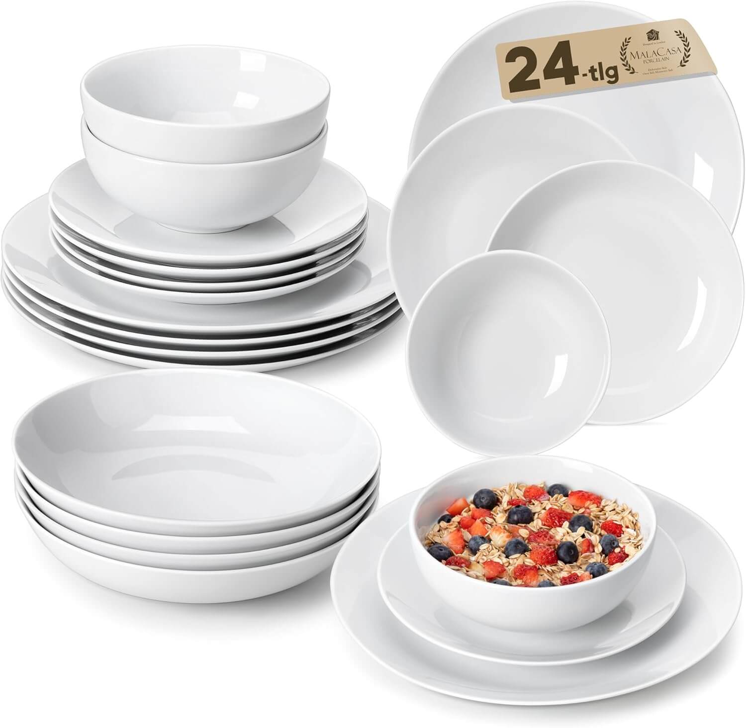 MALACASA Amelia Porzellan Geschirrset 24-teilig - 50% Rabatt - Hottip ...